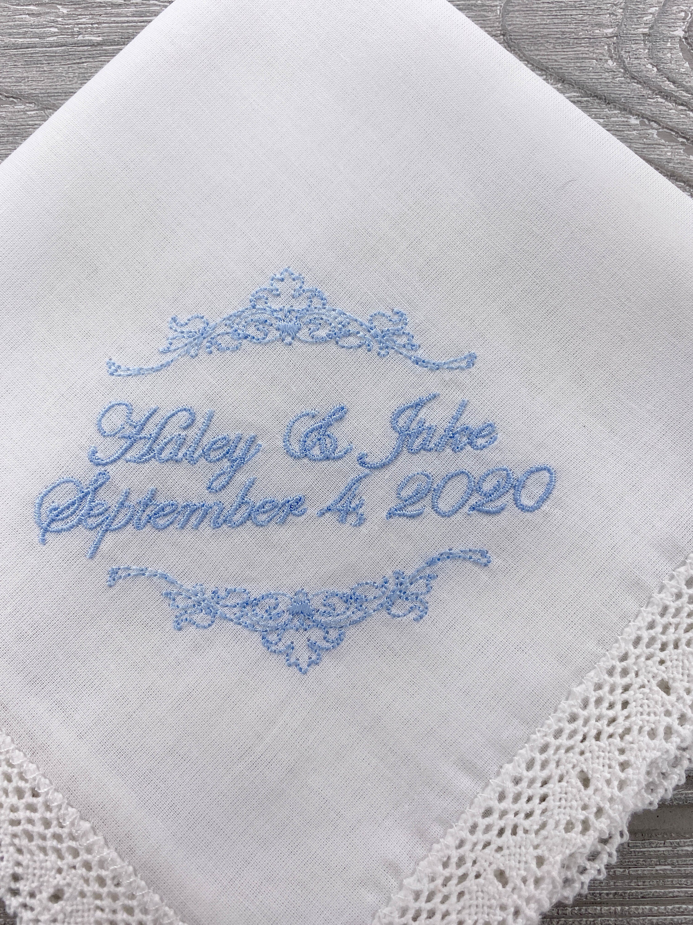 Wedding Handkerchief Something Blue Wedding Hankies | Etsy