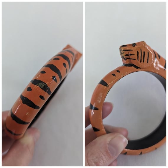1970s Hand-Carved and Hand-Painted Wood Tiger Shaped … - Gem