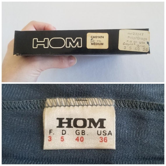 1970s BNIB HOM French Steel Blue Long Sleeve Turtlene… - Gem