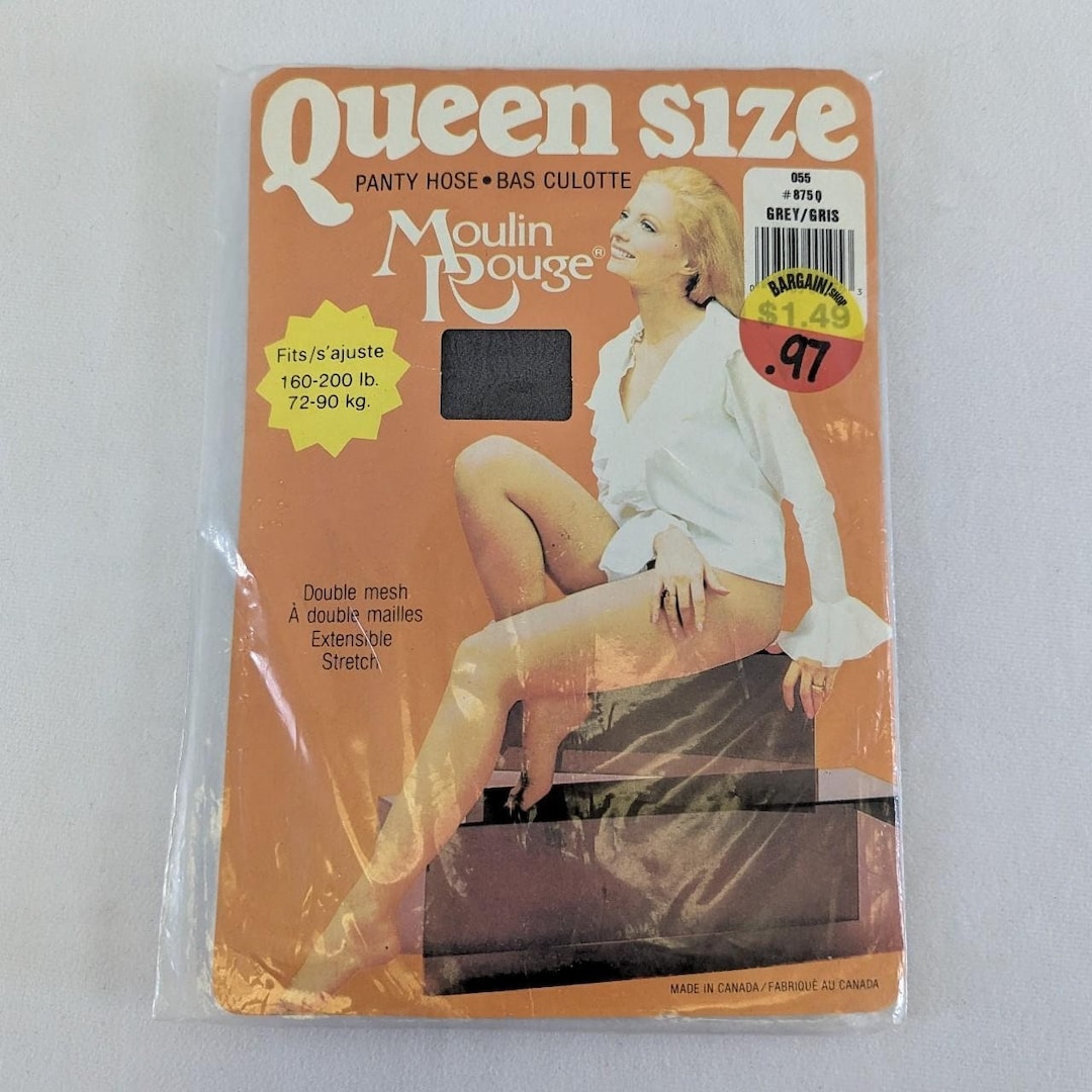 1970s Bnip Moulin Rouge Queen Size Pantyhose In Grey Etsy