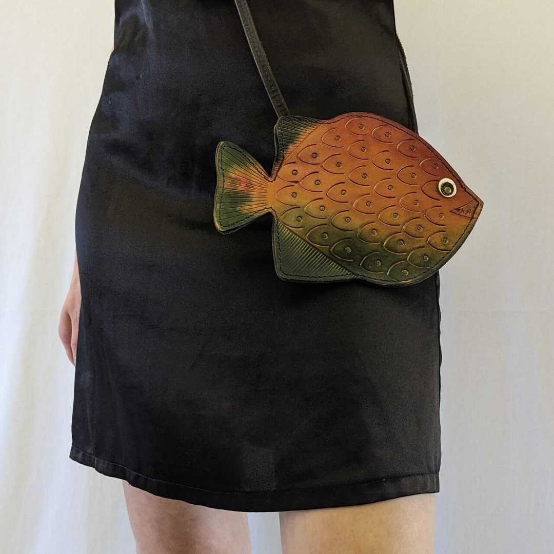 1980s Fish Shaped Leather Crossbody Bag - Etsy