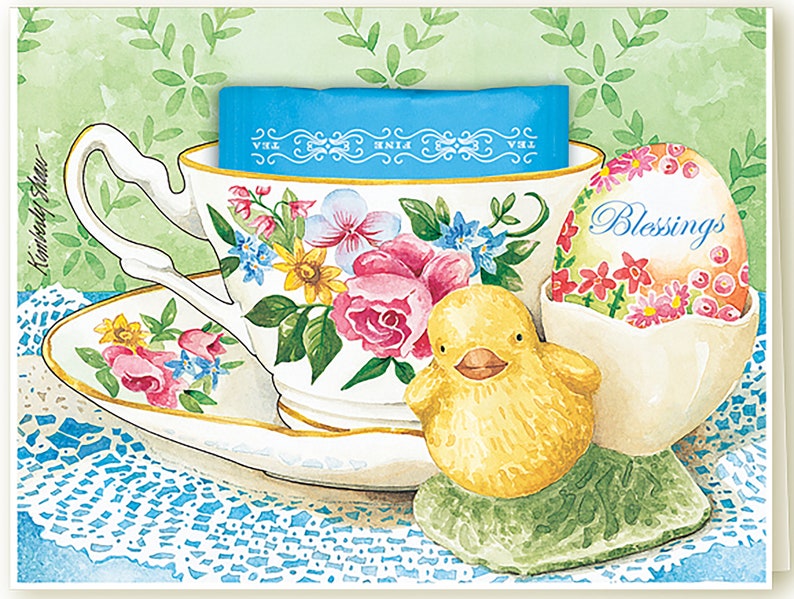 Set of 4 SPRING INSPIRED Teacup Greeting Cards Each With a Delicious ...