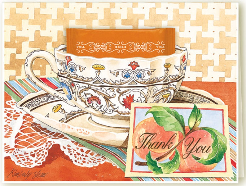 Set of 4 FALL INSPIRED Teacup Greeting Cards With Cinnamon Tea - Etsy