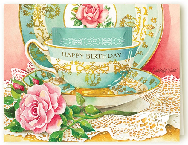 Birthday Teacup Greeting Card With a Refreshing Peppermint Teabag ...