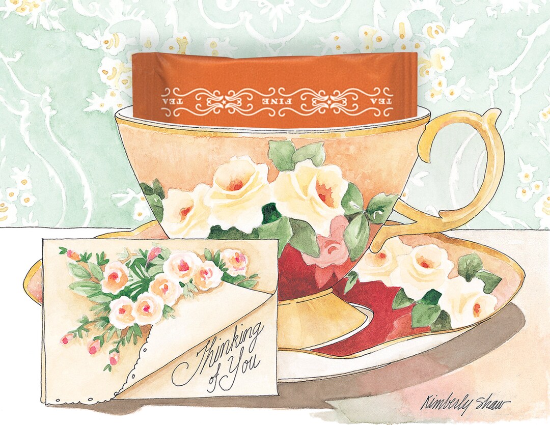 Thinking of You Roses Teacup Greeting Card With a Cinnamon Teabag - Etsy