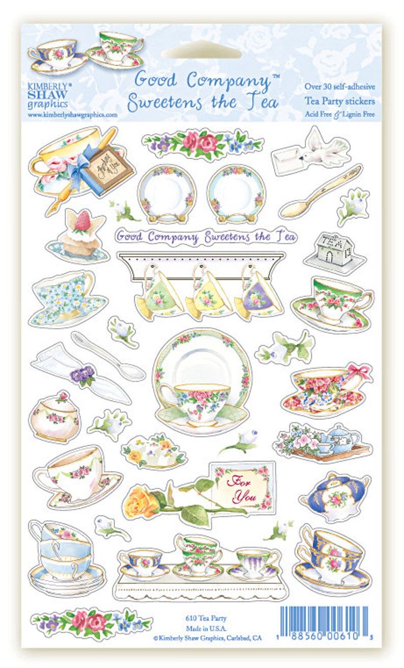 Set of Six Tea Party Invitations With FREE Sticker Sheet - Etsy