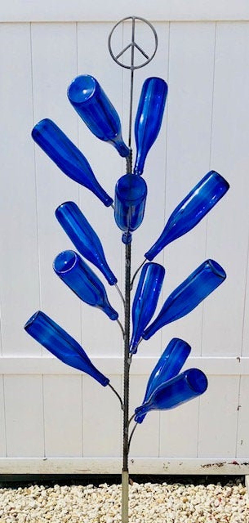Metal Bottle Tree - the "peace" Hand Welded Garden Art by Cubby's! - Etsy