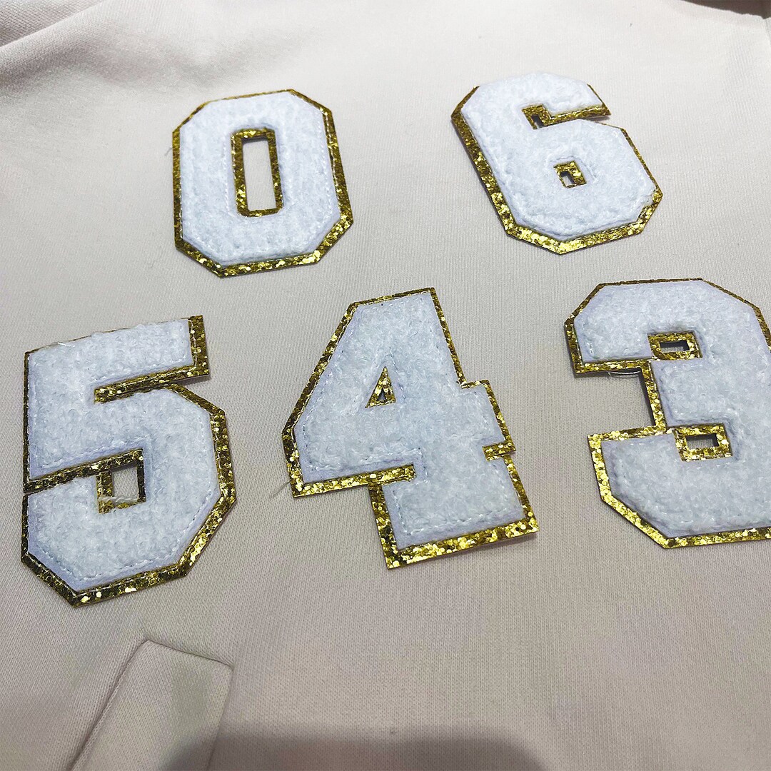 Number Patch, White Numbers Clothes Patches, White Glitter Patches ...