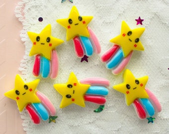 6 Pcs Pastel Shooting Star Cabochons - 22x13mm - Etsy