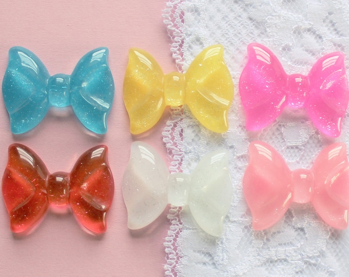 6 Pcs Big Assorted Glitter Frilly Bow Cabochons 38x29mm - Etsy