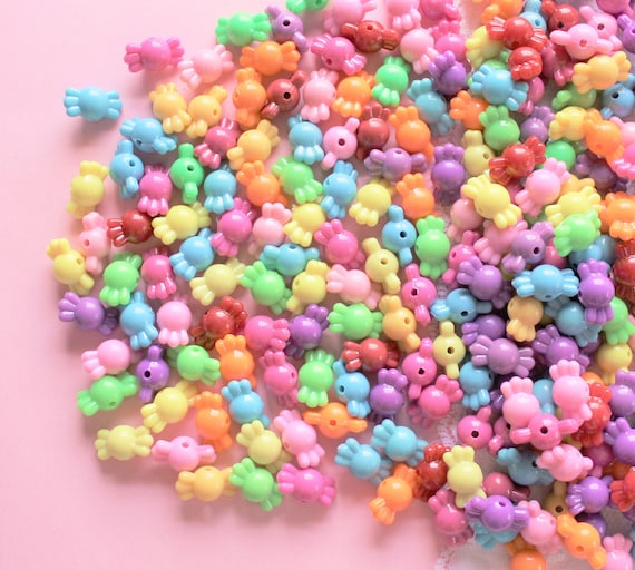 50 Pcs Assorted Round Wrapped Candy Beads 17x9mm | Etsy