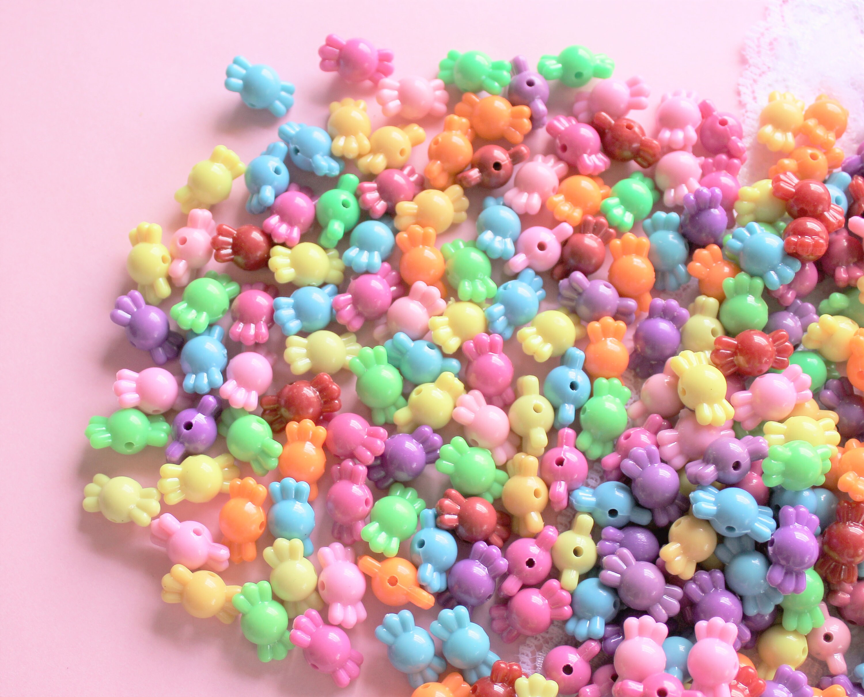 50 Pcs Assorted Round Wrapped Candy Beads 17x9mm | Etsy