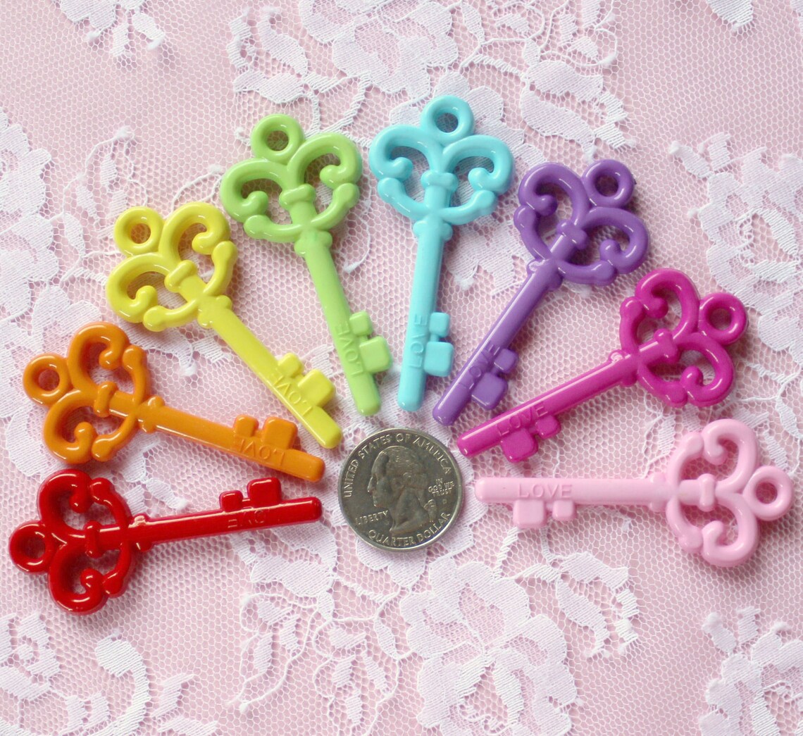 8 Pcs Big Rainbow Key Pendants 62x29mm - Etsy