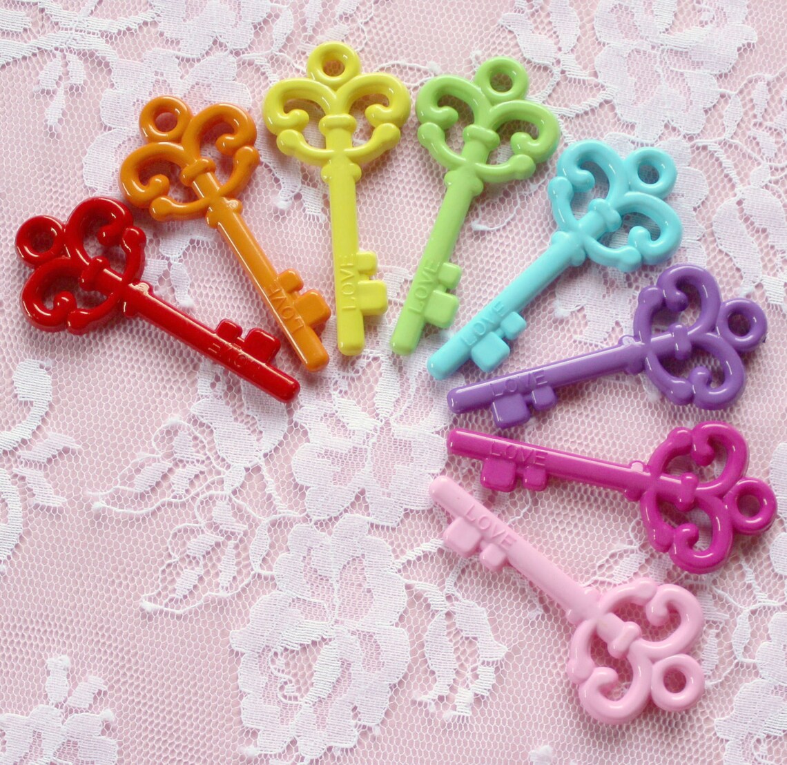 8 Pcs Big Rainbow Key Pendants 62x29mm - Etsy