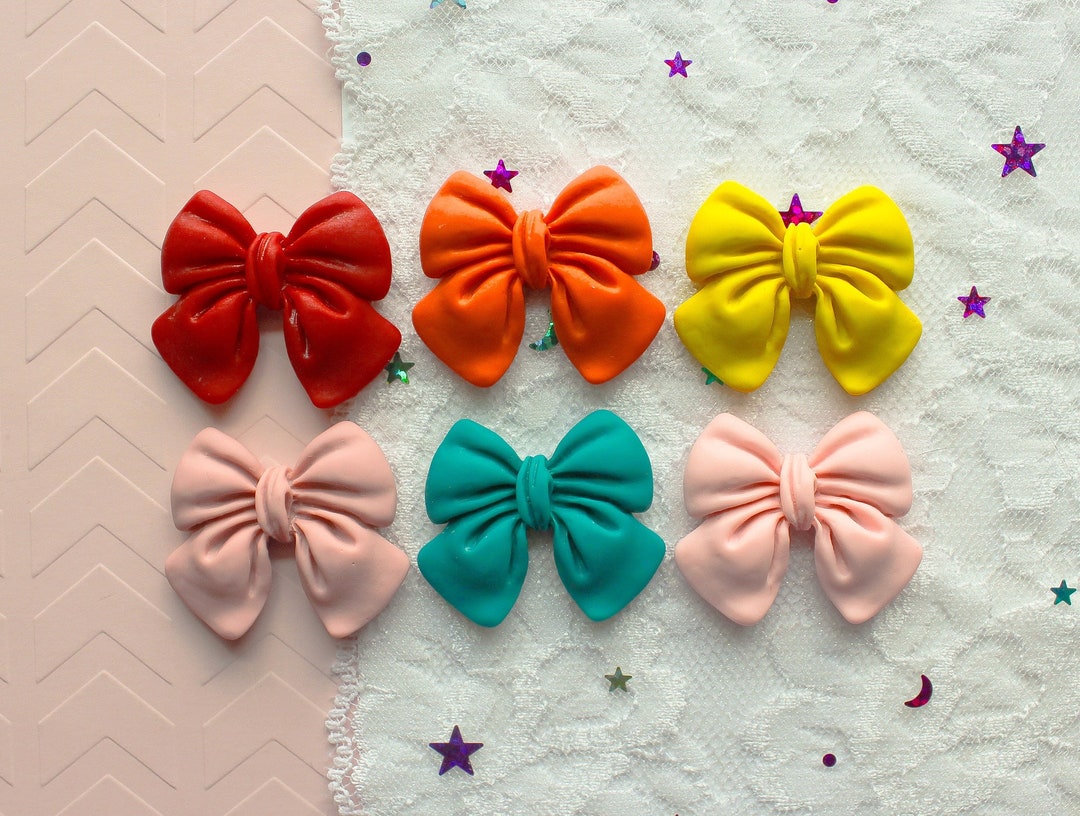 6 Pcs Assorted Matte Fancy Style Bow Cabochons - 34x29mm - Etsy