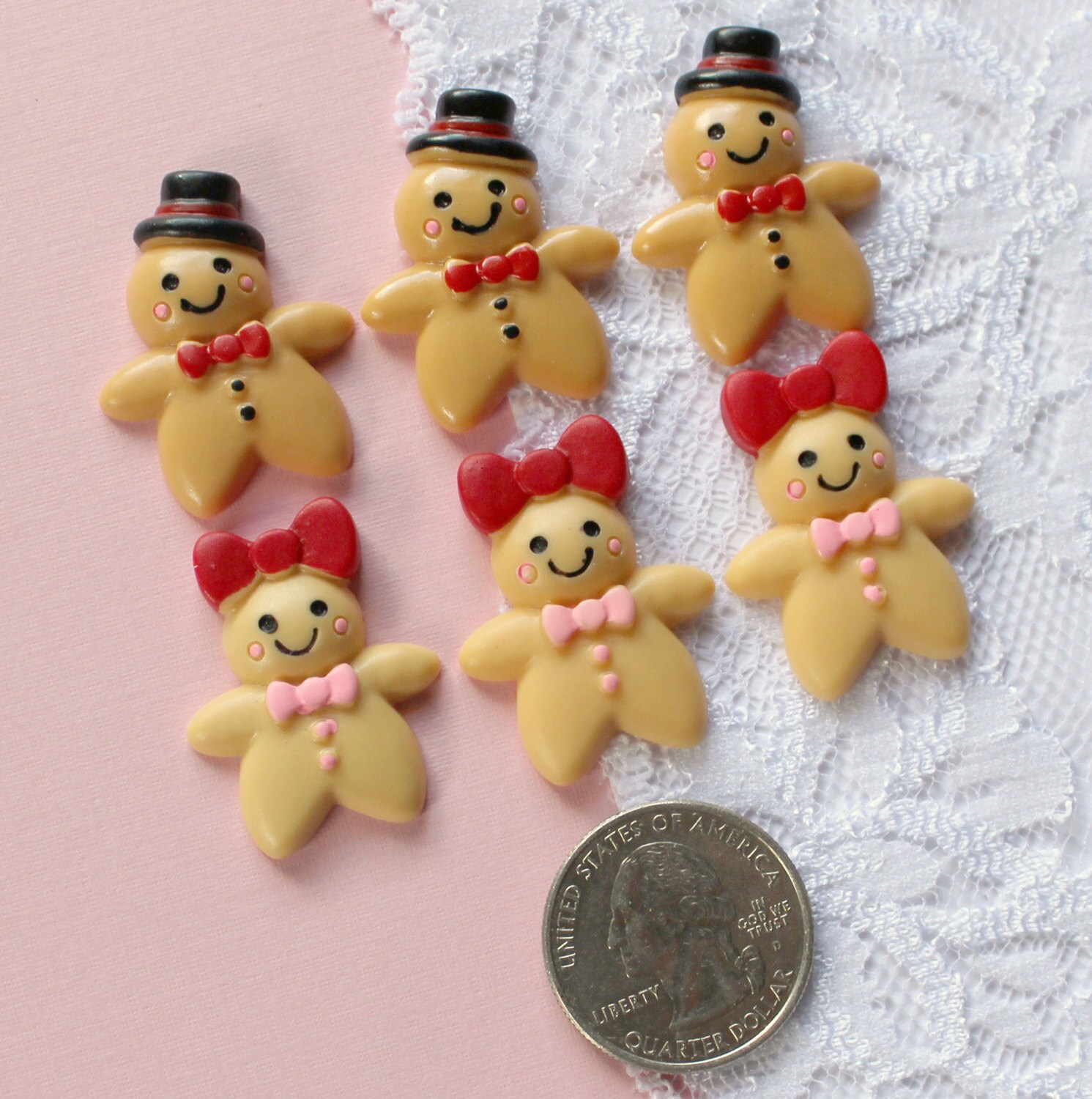 6 Pcs Mr and Mrs Gingerbread Man Cabochons 33x25mm - Etsy