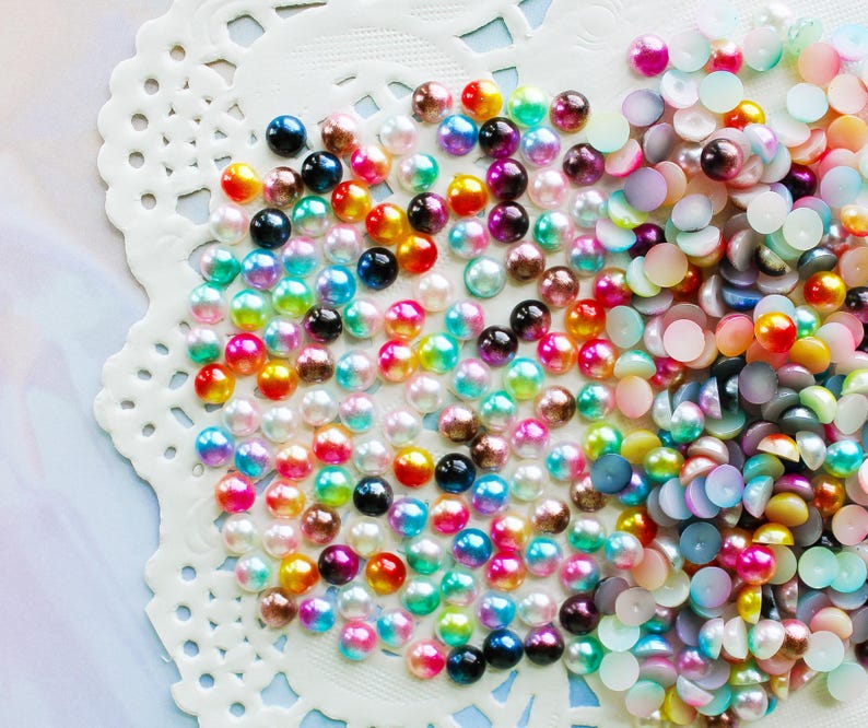 6mm Assorted Two Toned Pastel Round Flatback Pearls - Etsy