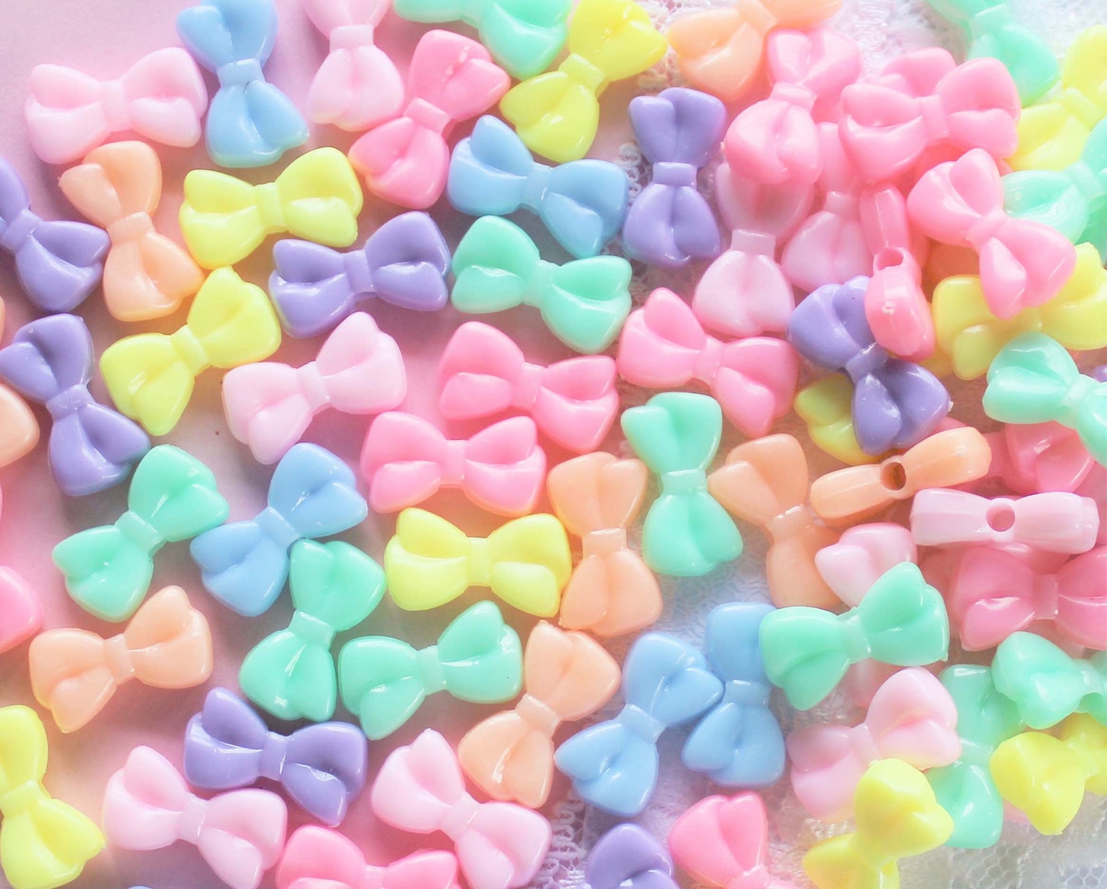 35 Pcs Assorted Pastel Bow Beads 18x10mm - Etsy