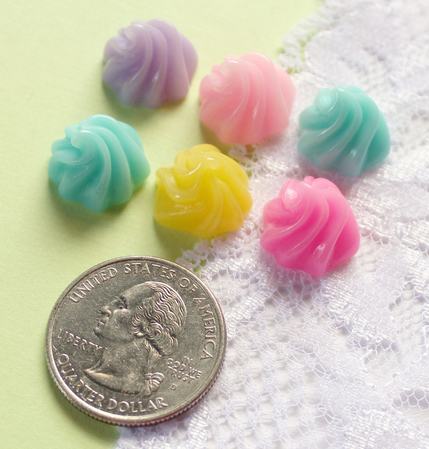 6 Pcs Carnival Colored Whipped Cream Dollops 18x14mm | Etsy