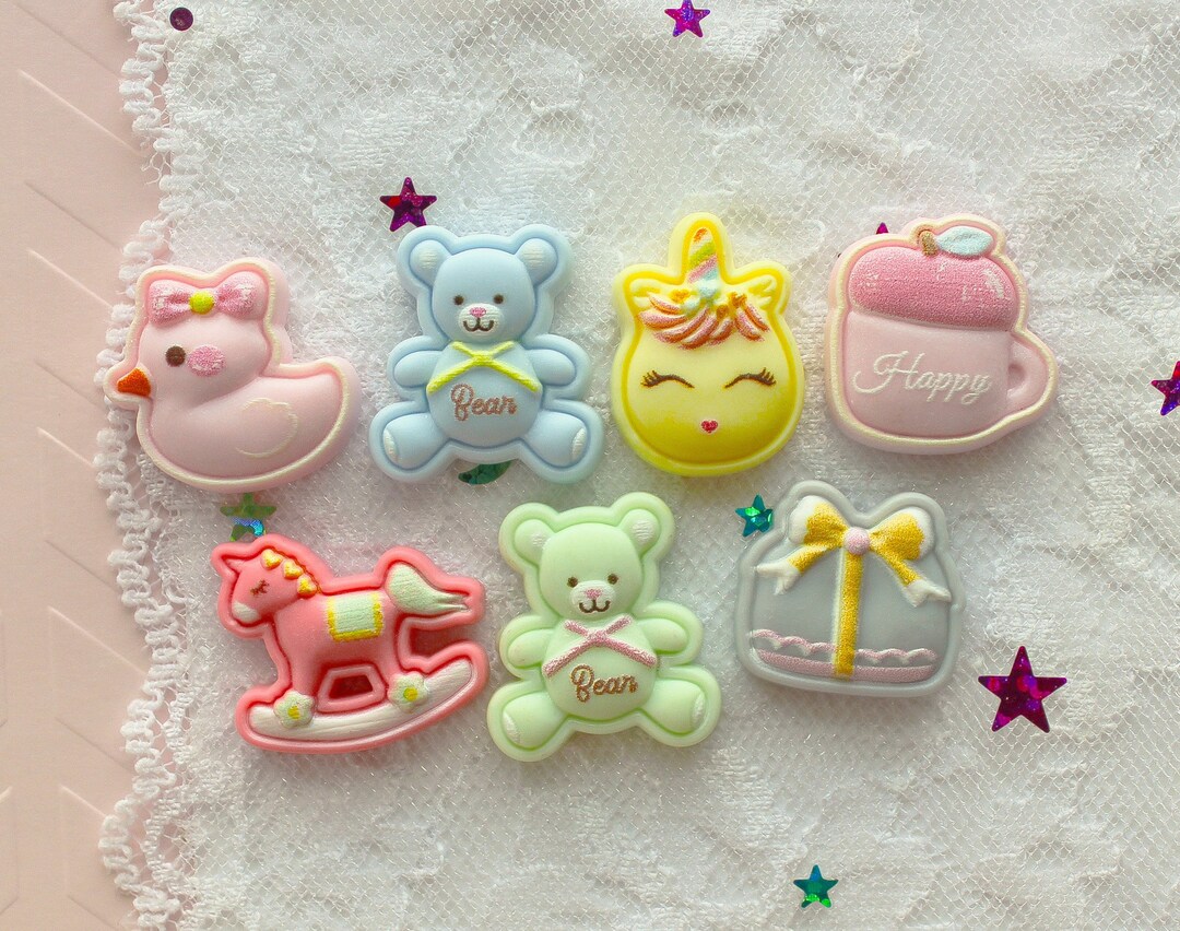 7 Pcs Assorted Matte Pastel Baby Shower Cabochons - 22x20mm - Etsy