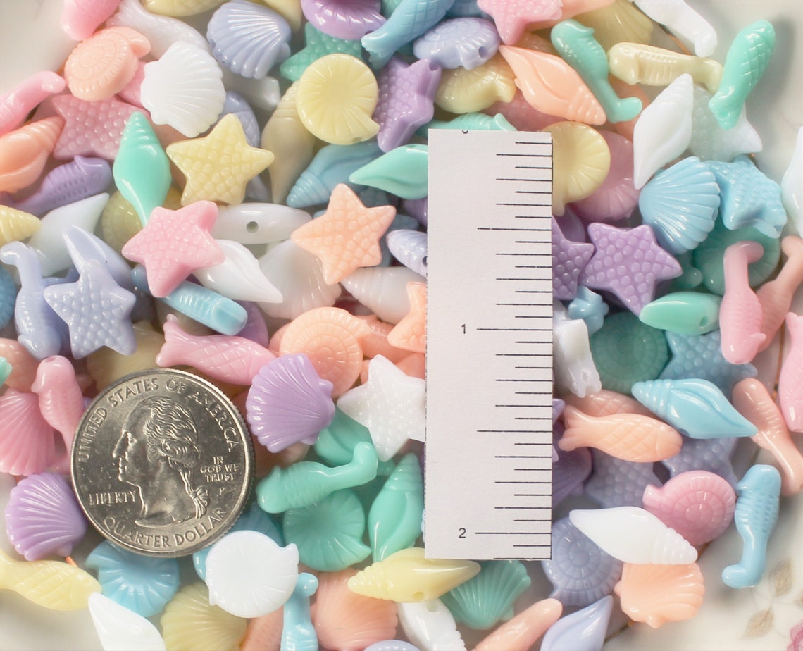 100 Pcs Assorted Pastel Nautical Sea Life and Shell Beads | Etsy