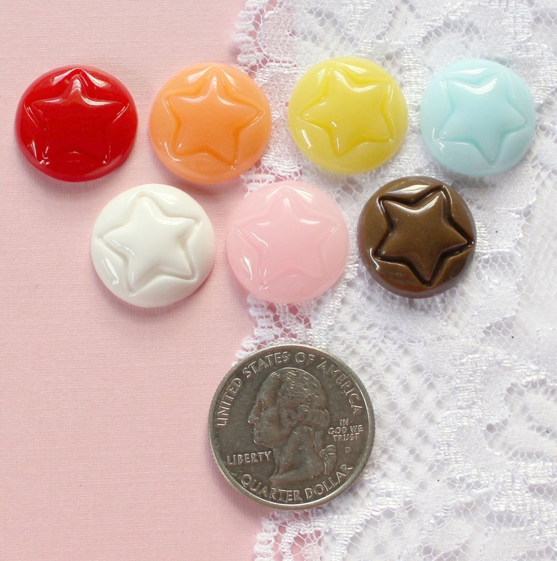 7 Pcs Star Round Shaped Gummy Candy Cabochons 20mm - Etsy