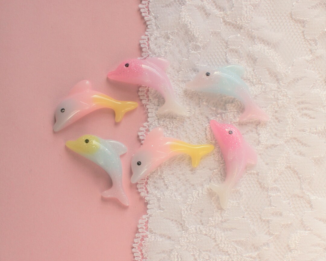6 Pcs Dual Color Transitioning Pastel Dolphin With Embedded - Etsy