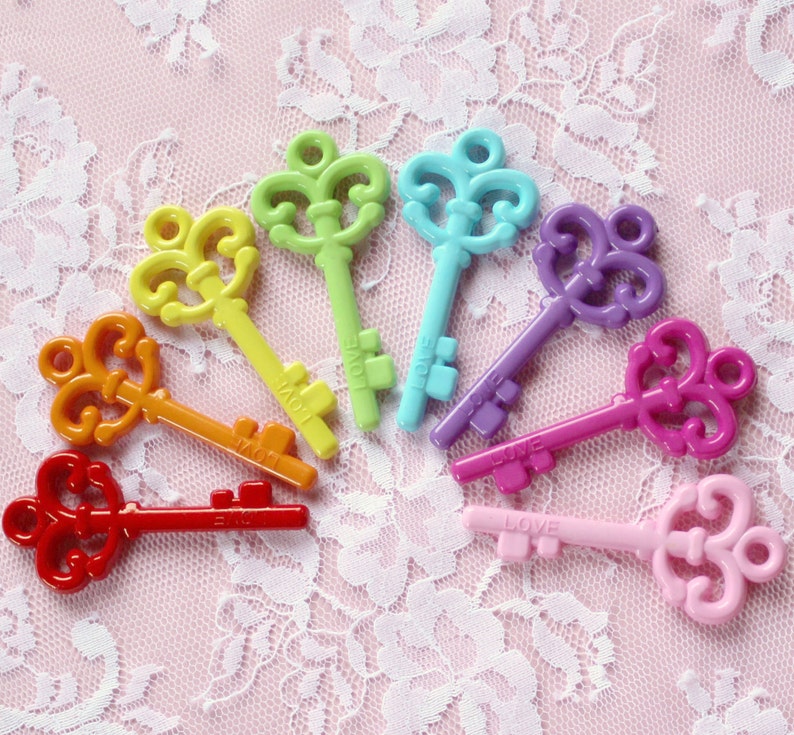 8 Pcs Big Rainbow Key Pendants 62x29mm - Etsy