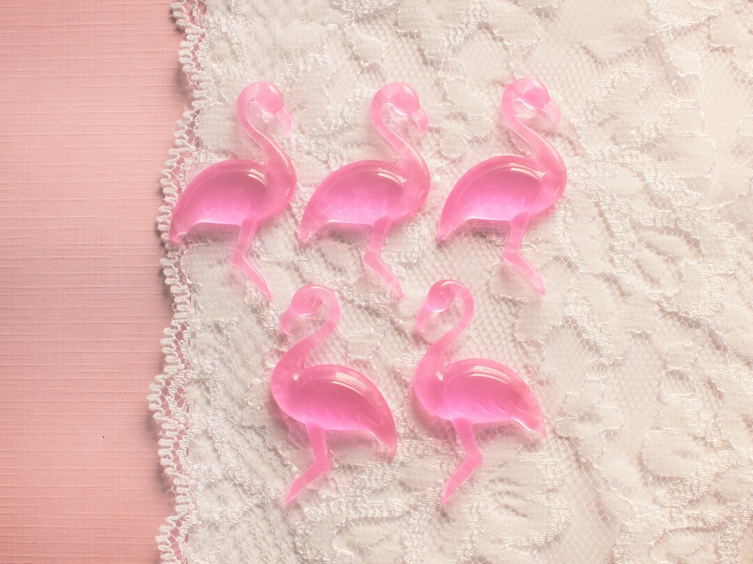 5 Pcs Clear Hot Pink Flamingo Cabochons 44x26mm - Etsy