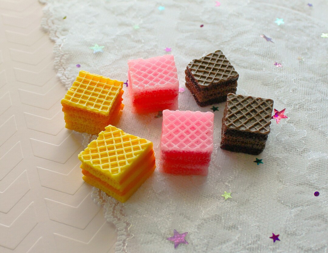 6 Pcs 3D Assorted Sugar Wafer Square Cake Slices Cabochons - 20x15mm - Etsy