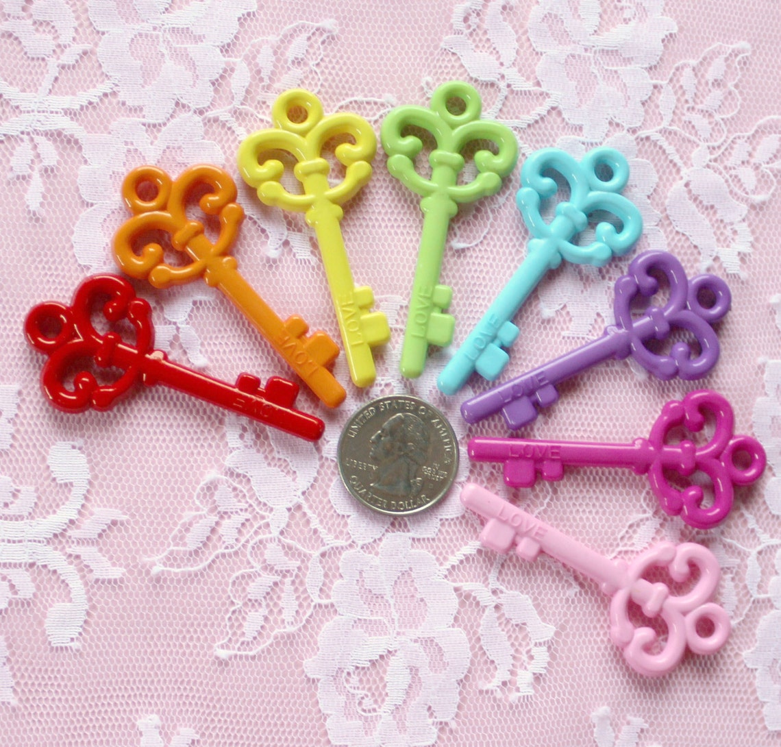 8 Pcs Big Rainbow Key Pendants 62x29mm - Etsy