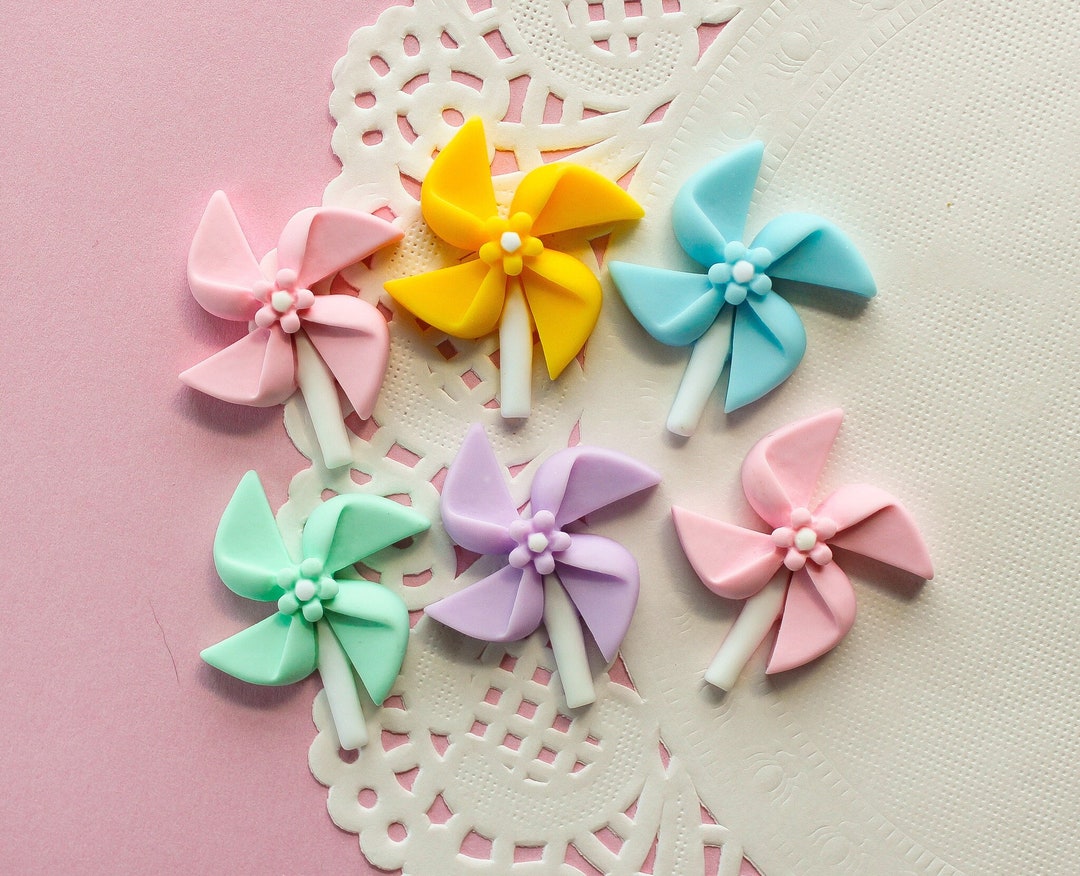 6 Pcs Assorted Matte Pastel Pinwheel Cabochons - 23x18mm - Etsy
