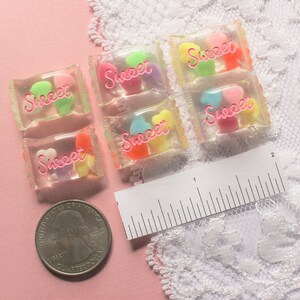 6 Pcs Clear See Through Sweet Heart Shaped Wrapped Candy Cabochons ...