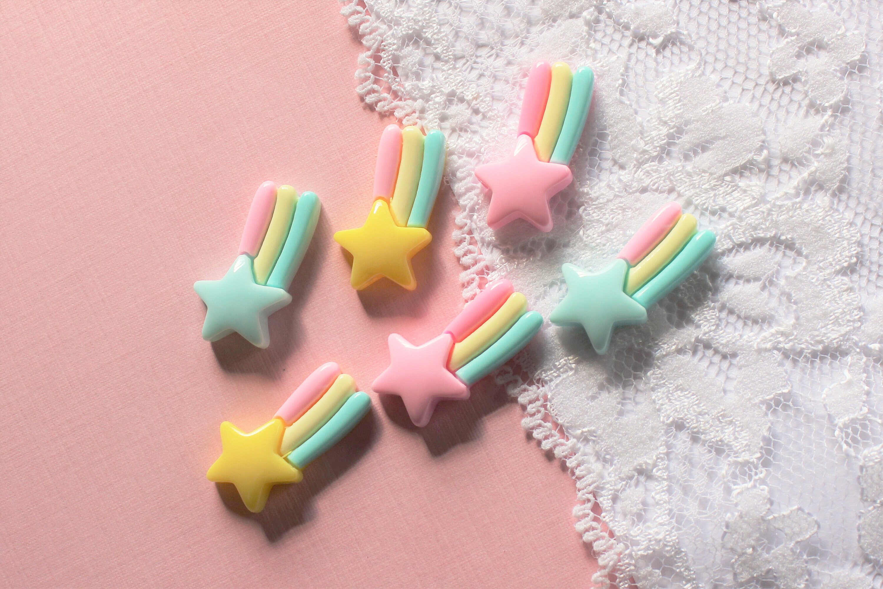 6 Pcs Pastel Shooting Star Cabochons 22x13mm | Etsy