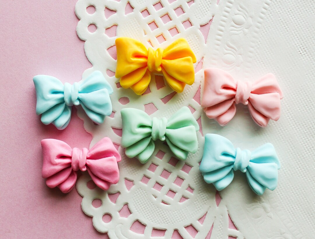 6 Pcs Matte Pastel Assortment Pretty Bow Cabochons - 27x19mm - Etsy