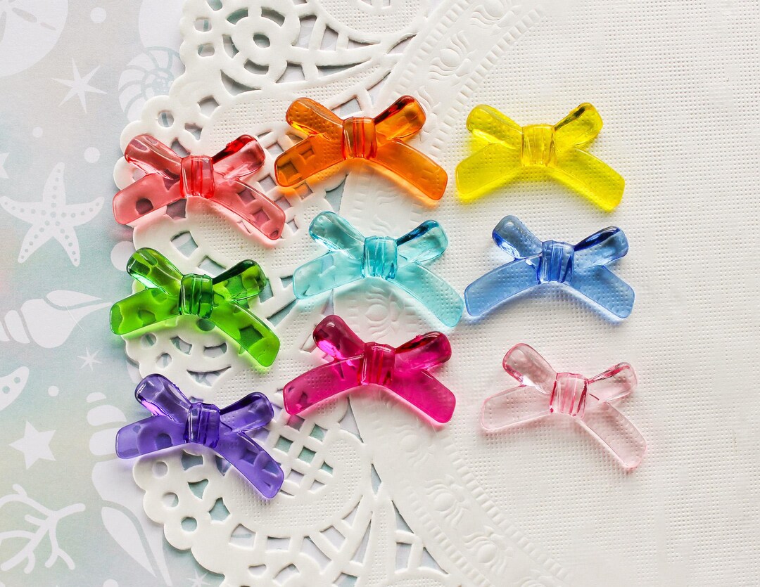 18 Pcs Assorted Translucent Bow Beads - 34x20mm - Etsy