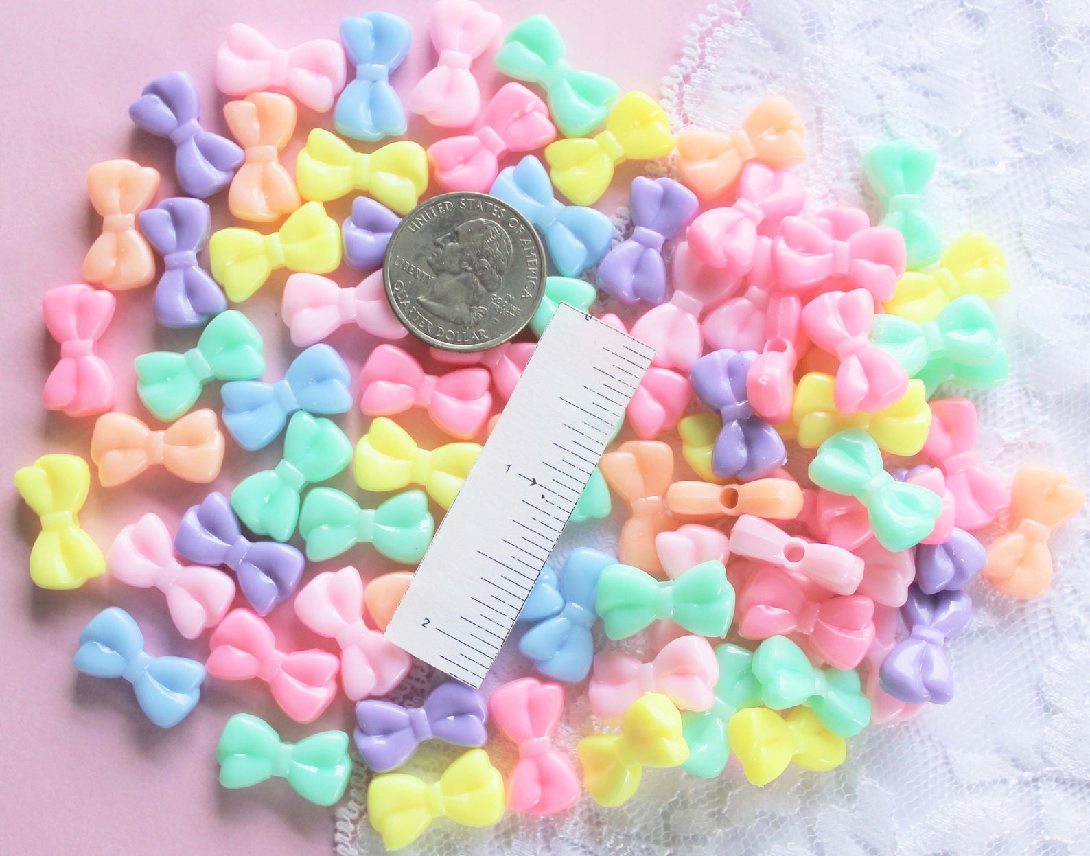 35 Pcs Assorted Pastel Bow Beads 18x10mm - Etsy