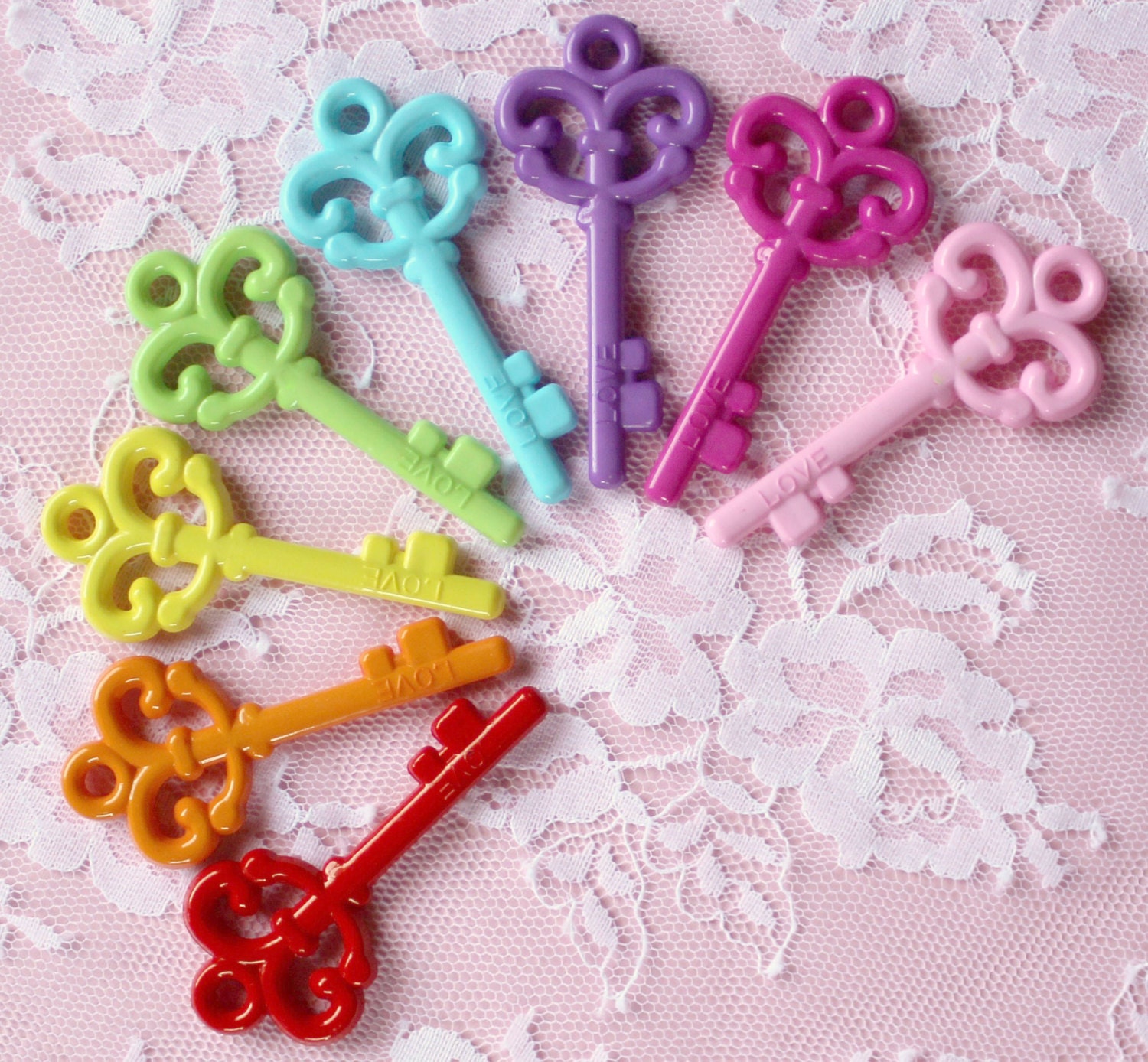 8 Pcs Big Rainbow Key Pendants 62x29mm - Etsy