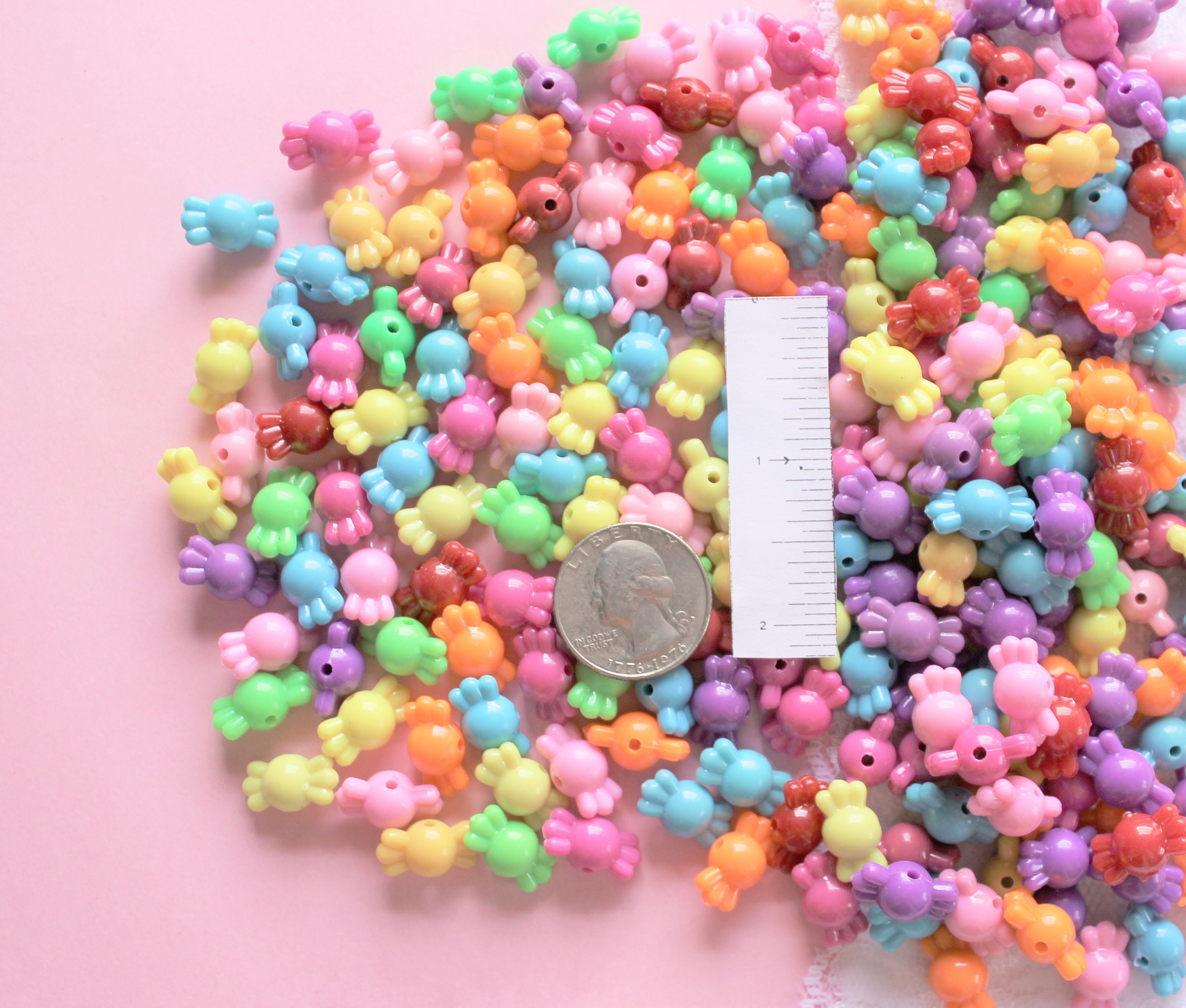 50 Pcs Assorted Round Wrapped Candy Beads 17x9mm | Etsy