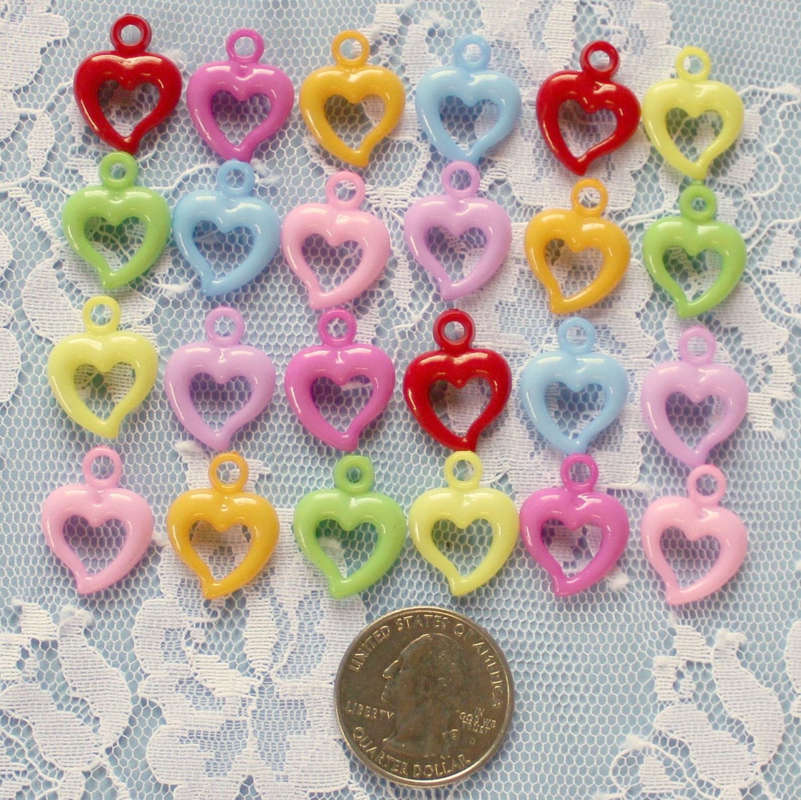 50 Pcs Plastic Heart Charms 20x15mm | Etsy