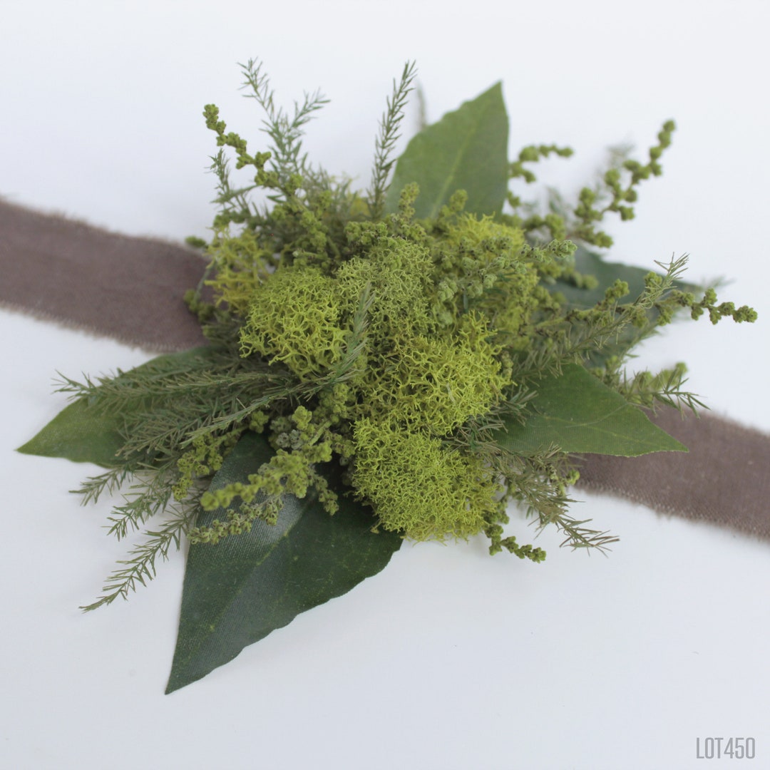 Woodland Moss Wrist Corsage, Fantasy Forest Flower Bracelet, Green ...