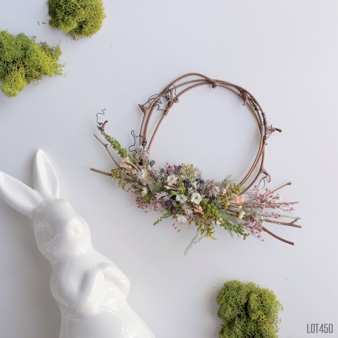 Spring Wildflower Grapevine Wreath for Easter, Mini Accent Wreath With ...