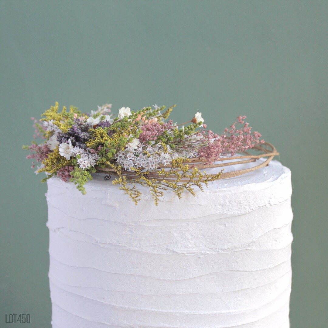 Spring Cake Topper With Mixed Wildflowers, Dry Flower Cake Top, Flowers ...