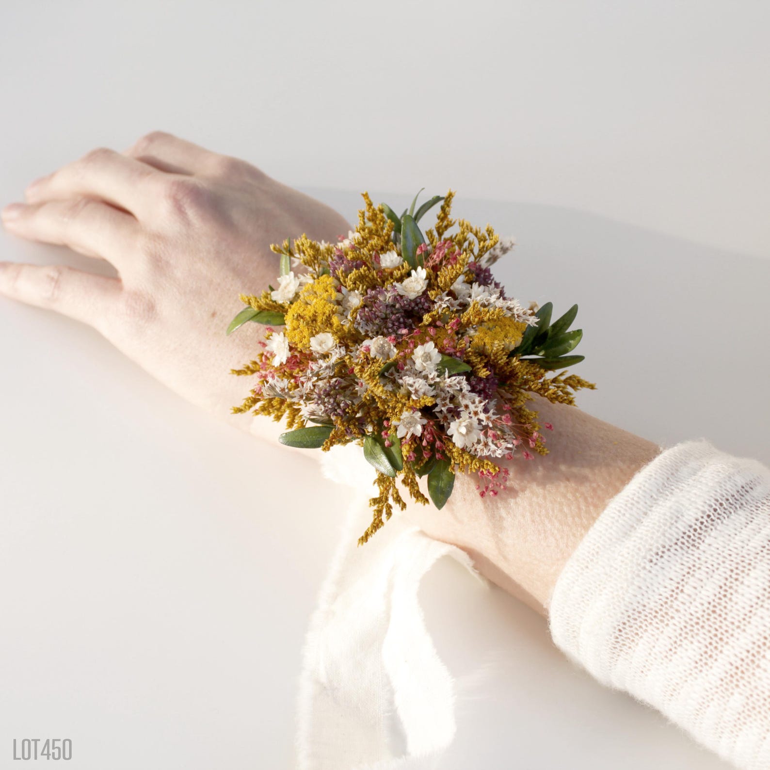 Wildflower Wrist Corsage, Pin on Corsage, Boho Garden Mix of Dried ...