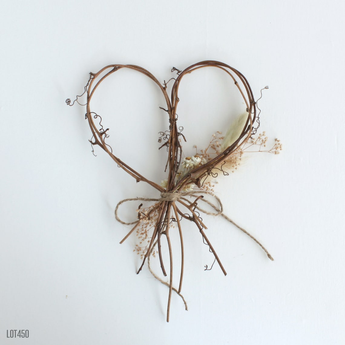 Grapevine Heart Wreath With Dry Flowers Natural Neutrals - Etsy