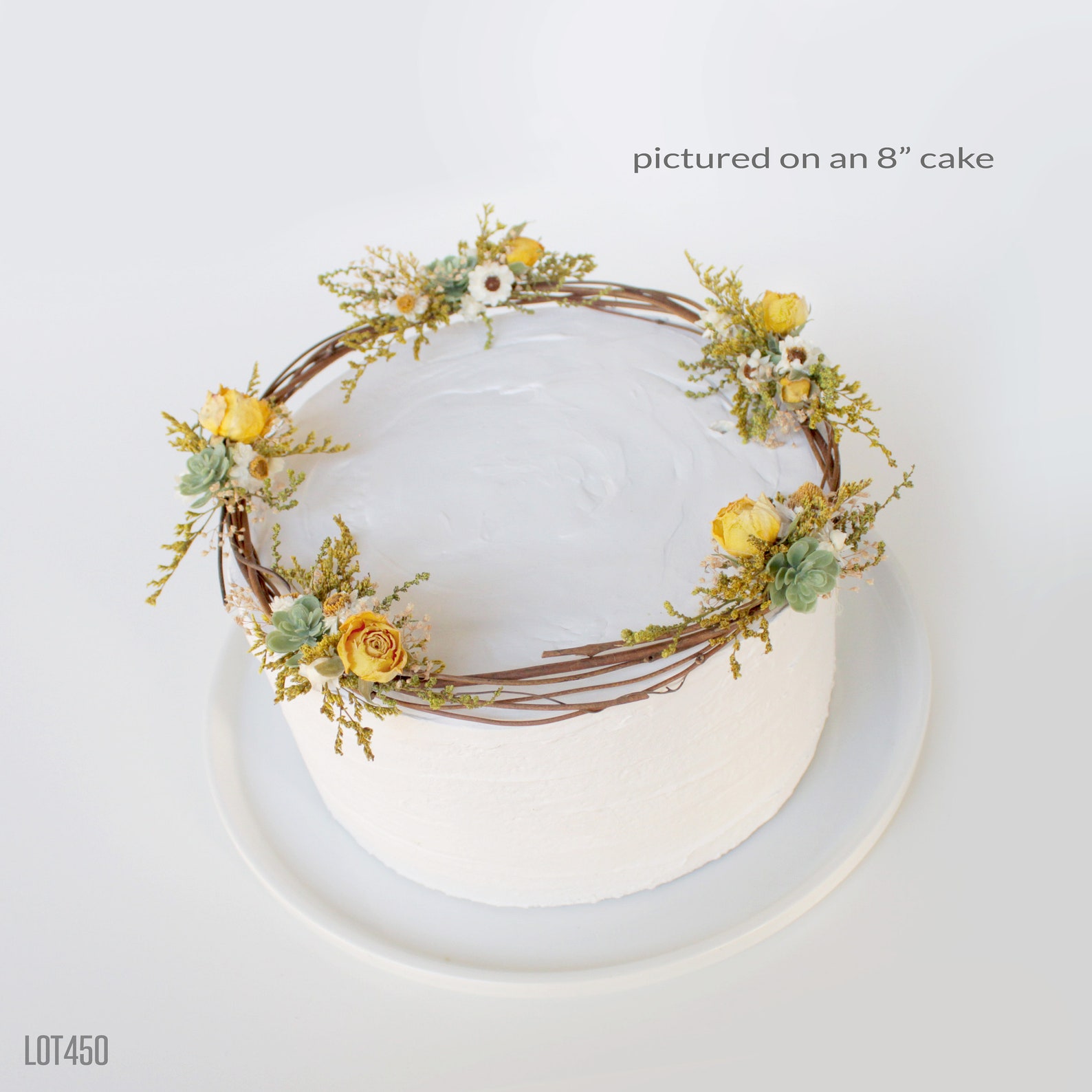 Wildflower Cake Topper Wreath With Dried Yellow Roses and - Etsy
