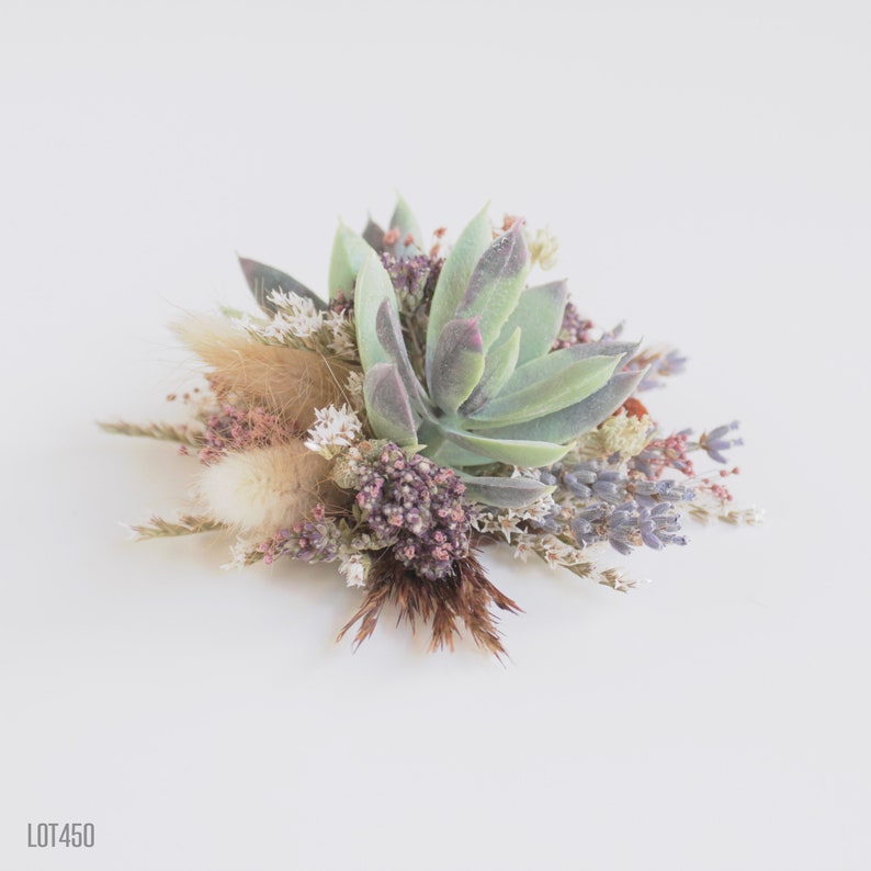 Wildflower Succulent Corsage Brown and Lavender Rustic - Etsy
