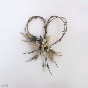 Boho Rustic Grapevine Heart Wreath With Blue and Neutral Dry Flowers ...