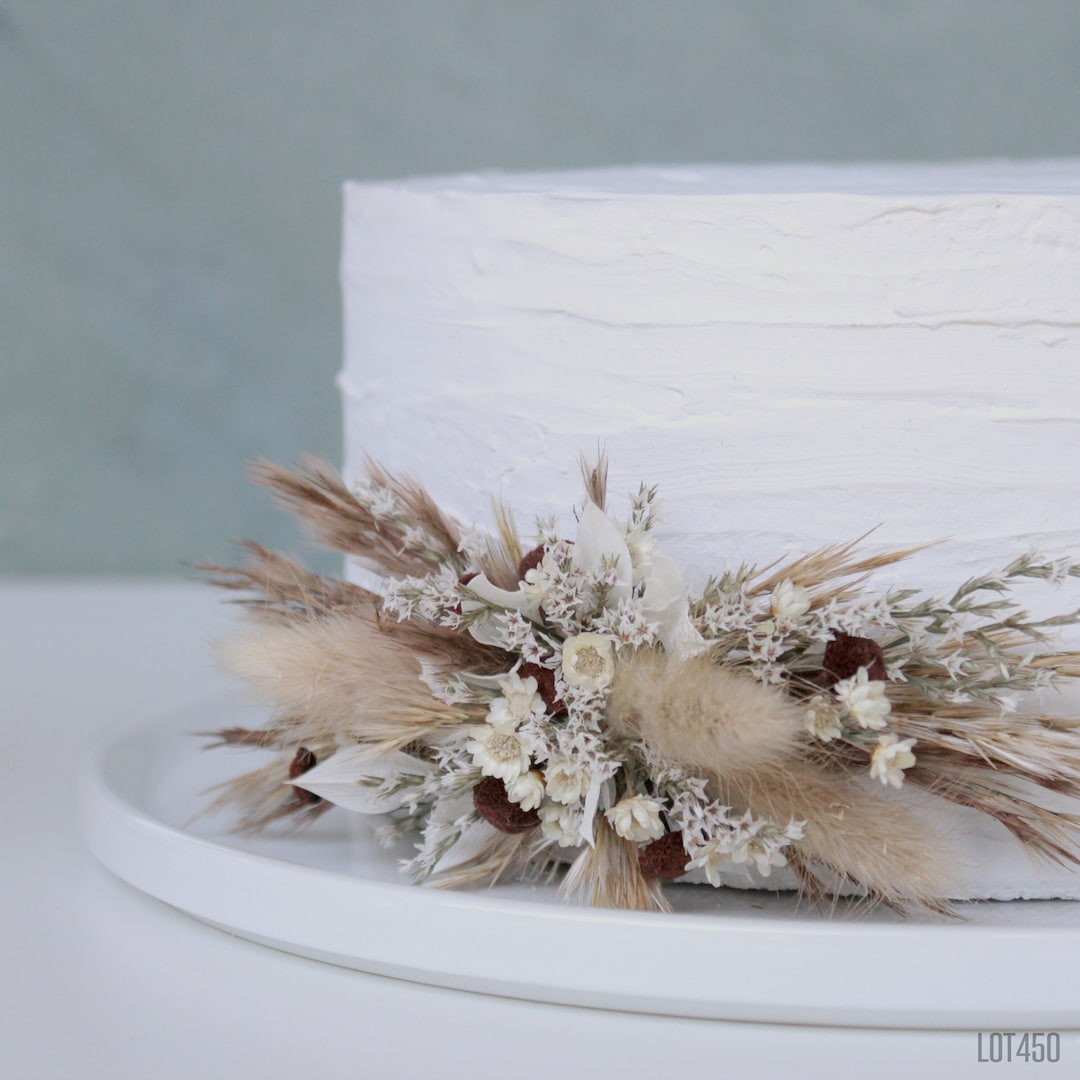 Boho Flowers for Cake Decorating, Dried Neutrals Floral Cake Tier Pick ...