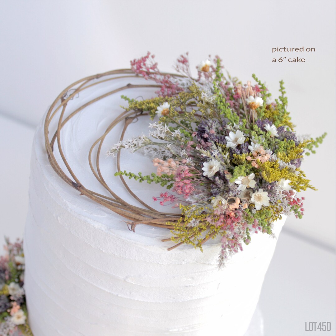Spring Cake Topper With Mixed Wildflowers, Dry Flower Cake Top, Flowers ...